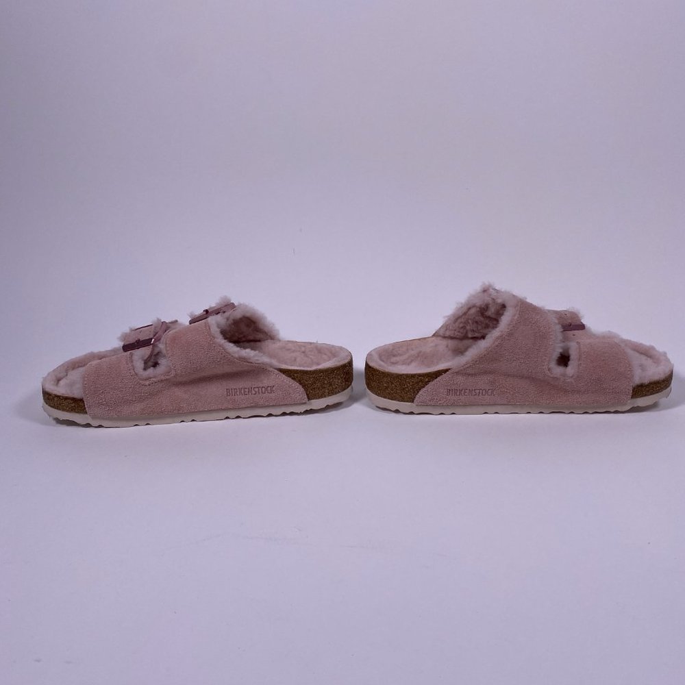 Birkenstock Pink Suede 'Arizona Shearling' Sandals - Gem